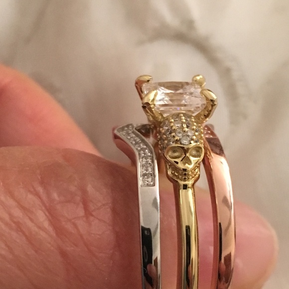 Van Caro | Jewelry | Sterling Silver Skull Tri Color Wedding Set | Poshmark